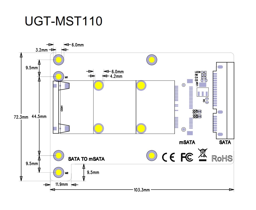 Vantec UGT-MST110 Multi-Size mSATA to SATA-III Converter Kit | Techbuy ...