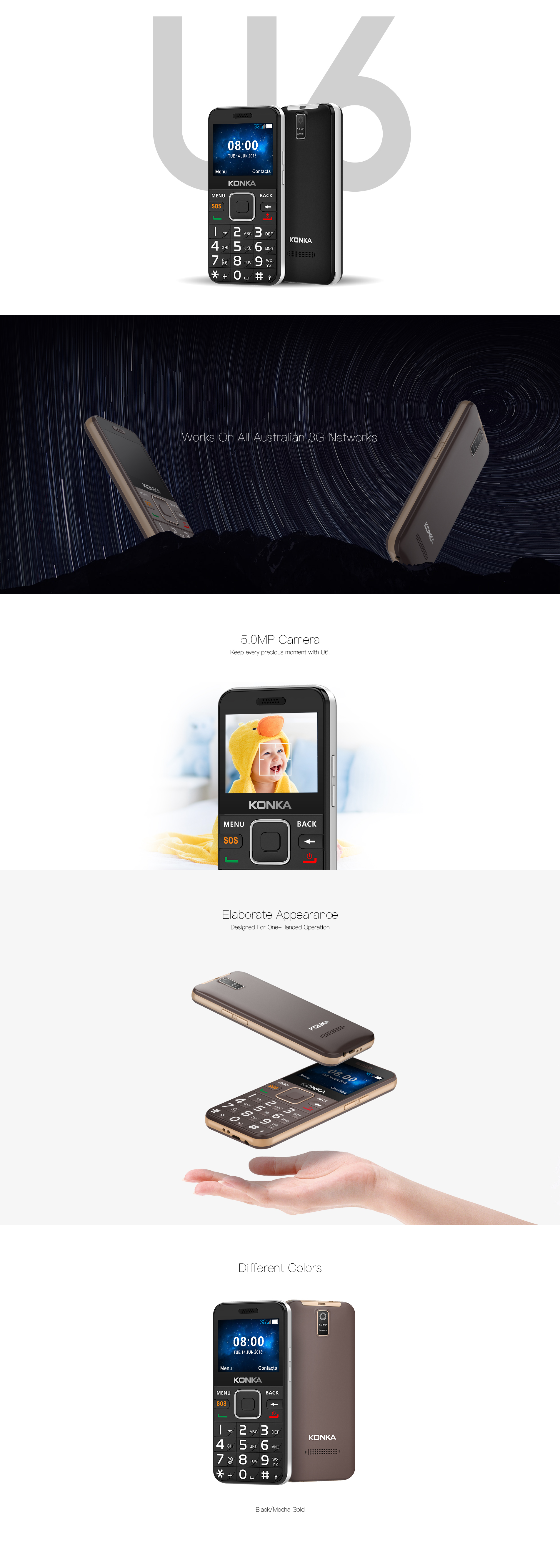 Konka U6 Mobile Handset - 4GB, Black (10903001) | Techbuy Australia