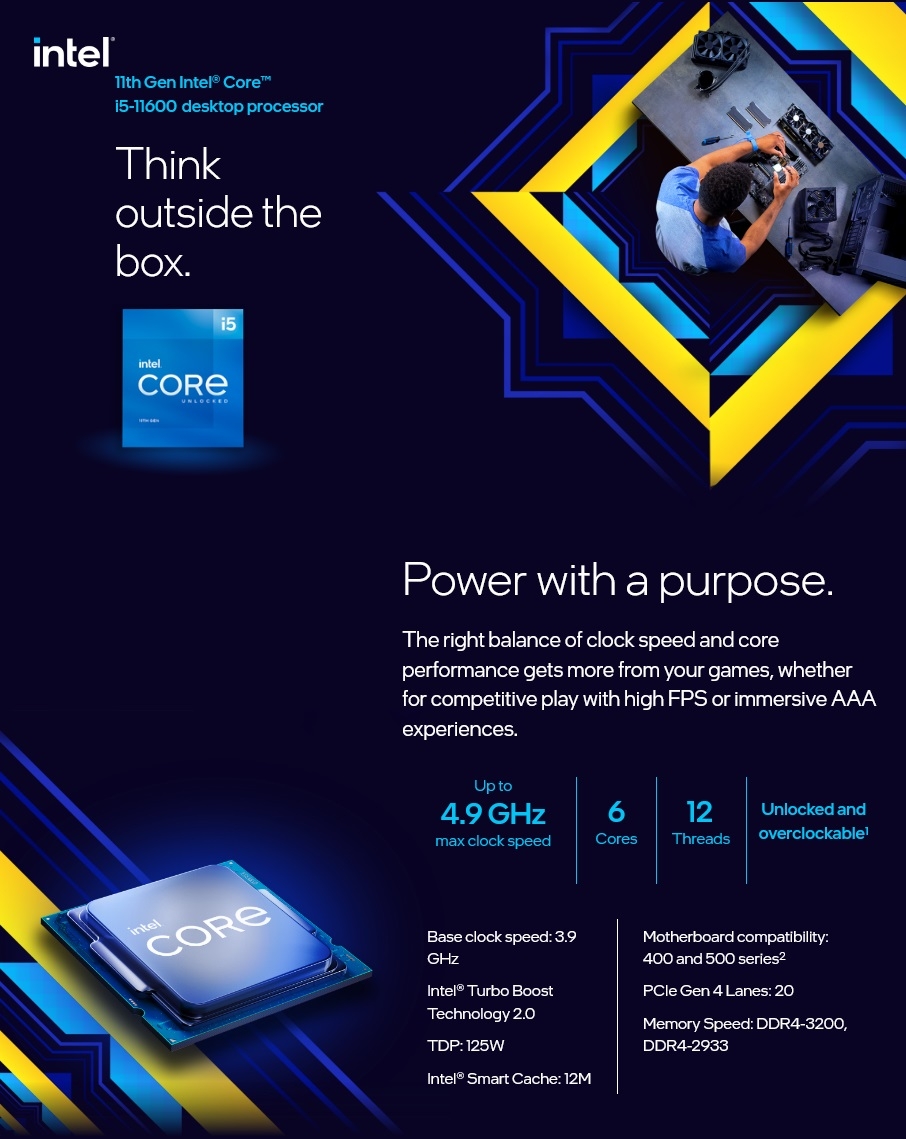 BX8070811600 | Intel Core i5-11600 Processor - (2.80GHz Base, 4.80GHz ...