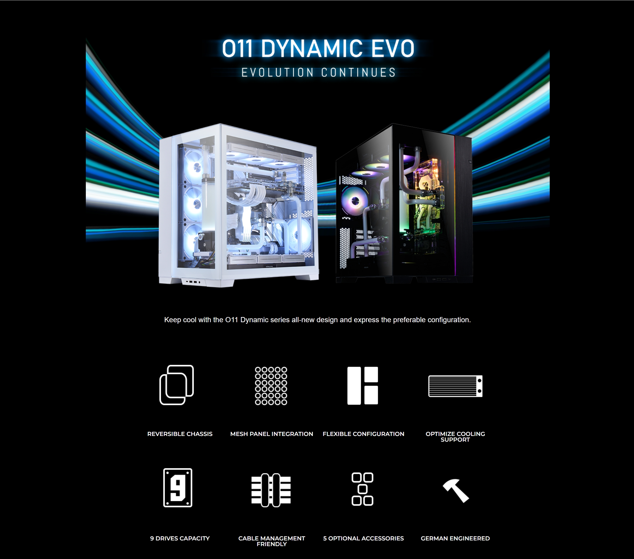 Lian Li PC-O11DEG Dynamic EVO Harbor Grey Case DER8AUER Tempered ...