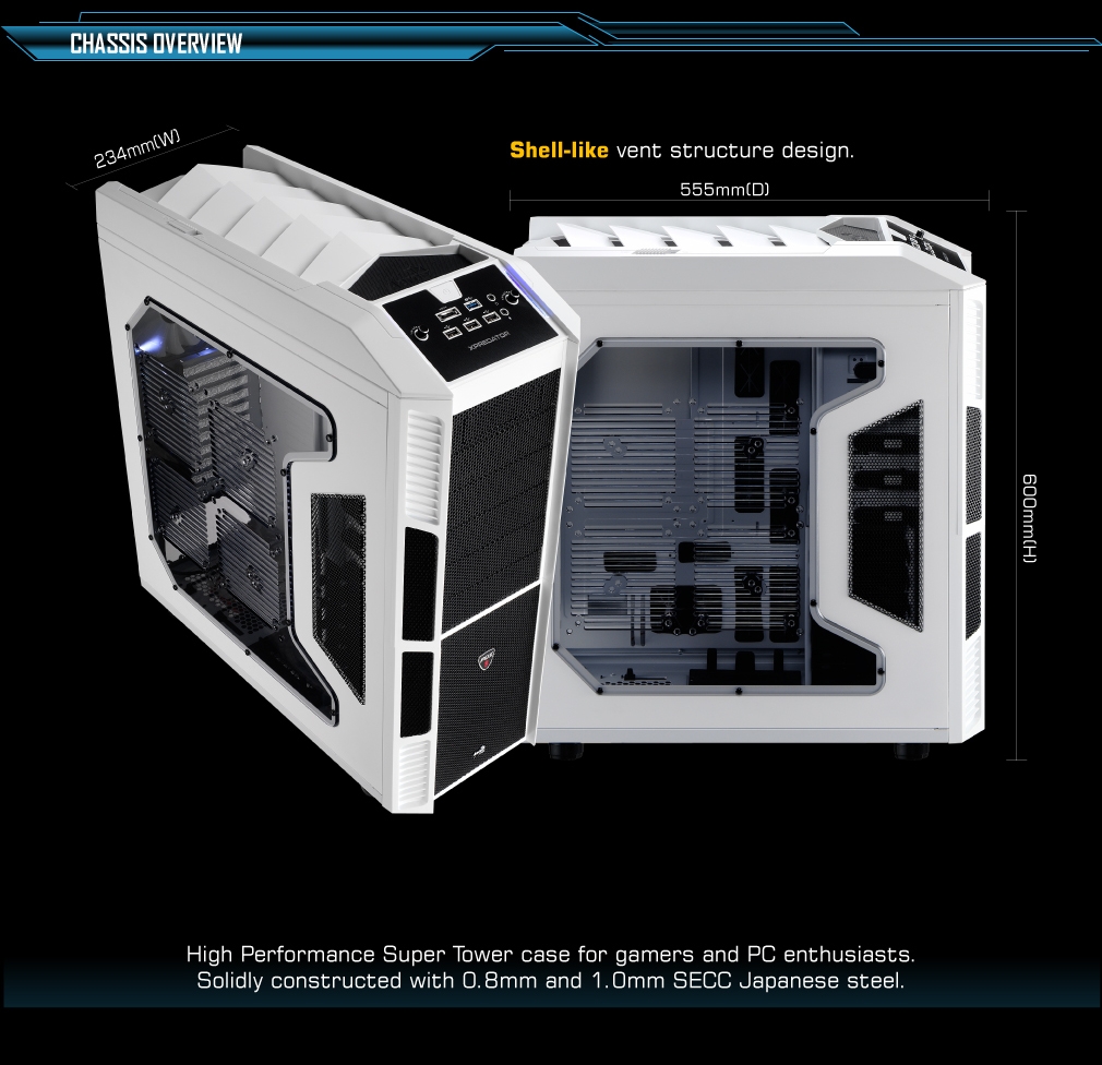 AeroCool Xpredator Full-Tower Gaming Case - NO PSU, White Edition (AER ...